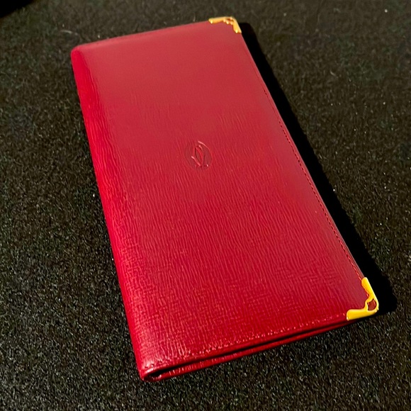 Cartier | Bags | Euc Cartier Burgundy Long Folding Wallet | Poshmark